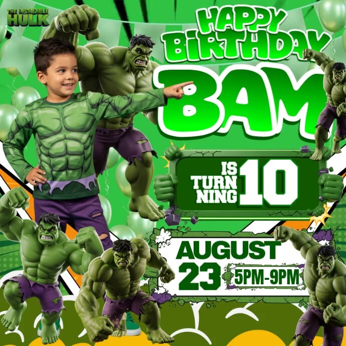 Bam’s Hulk Power Bash Template | PosterMyWall