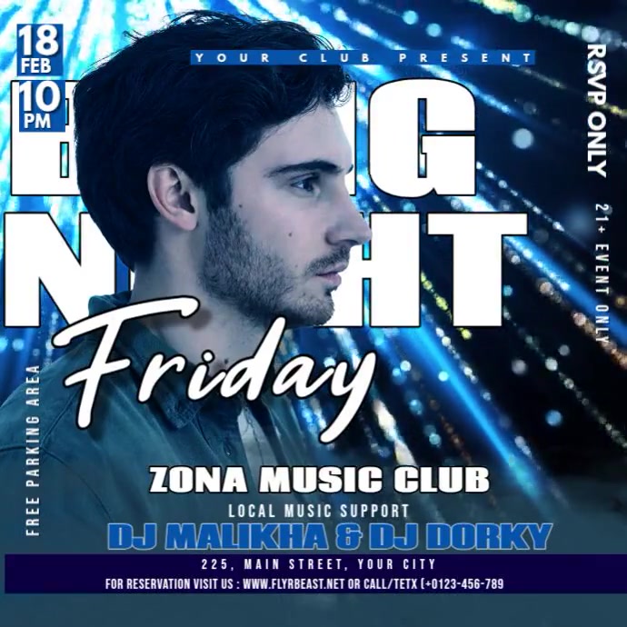Bang Night Friday Music Party ads Template | PosterMyWall