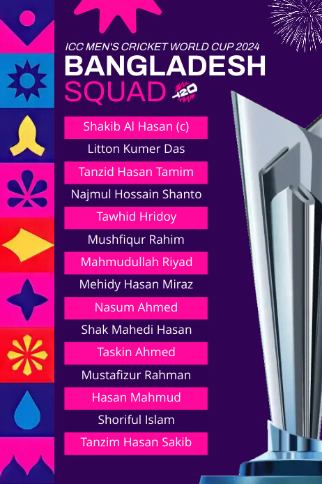 Bangladesh world cup squad Template | PosterMyWall