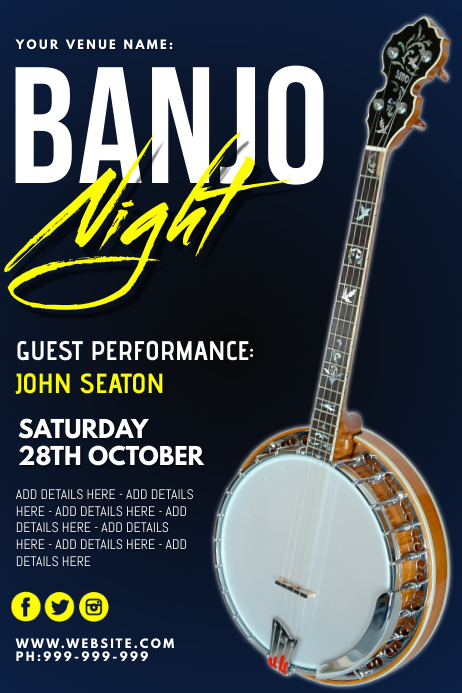 Banjo Night Poster Template | PosterMyWall