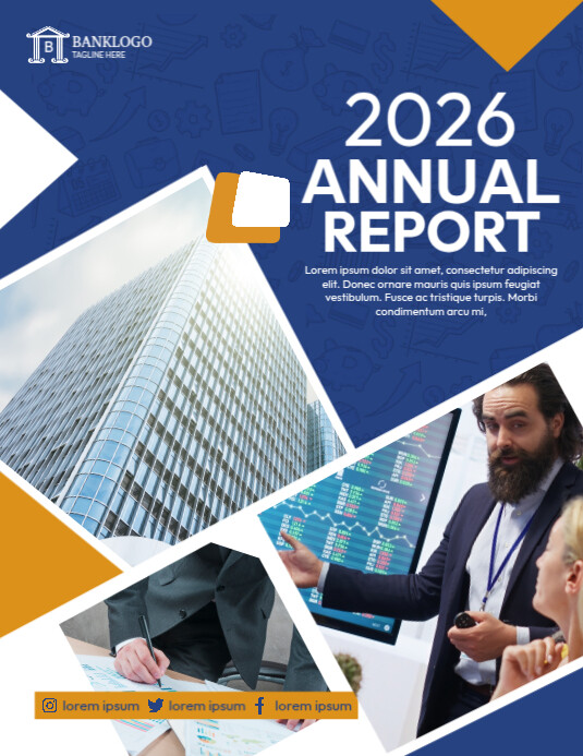 Bank-finance-annual-report-template เทมเพลต | PosterMyWall