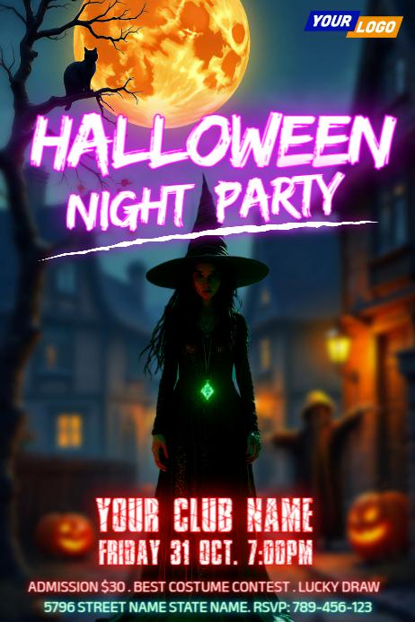 Bar Club Halloween Party Poster Template | PosterMyWall
