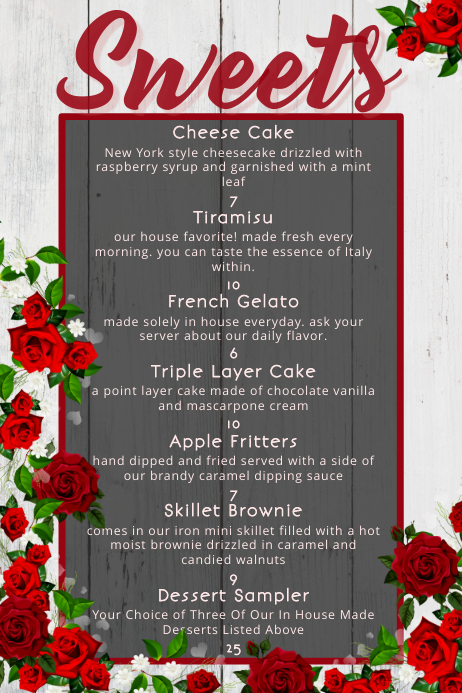 bar desserts restaurant food menu Templat | PosterMyWall