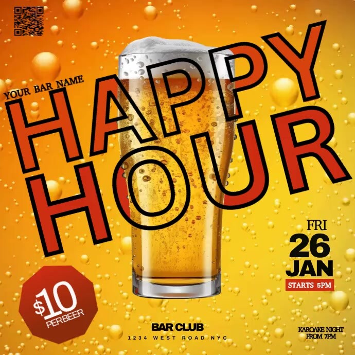 bar drinking happy hour specials TEMPLATE | PosterMyWall