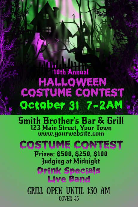 Bar Halloween Costume Contest Template | PosterMyWall