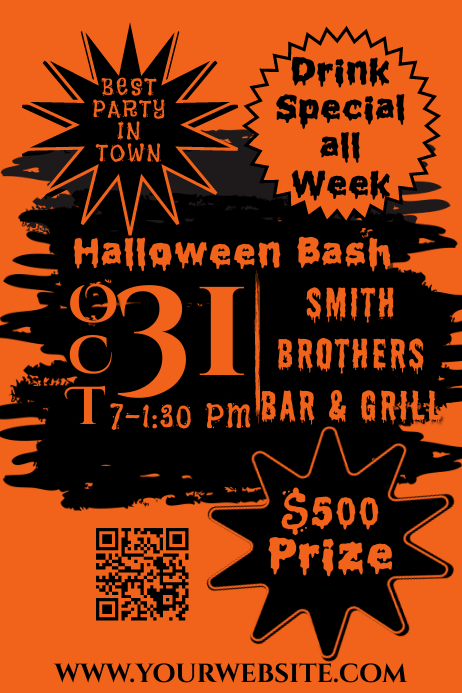 Bar Halloween Event 24x36 in Window Poster Template | PosterMyWall