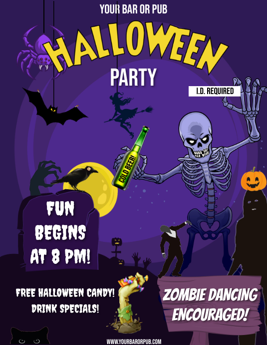BAR HALLOWEEN PARTY Template | PosterMyWall
