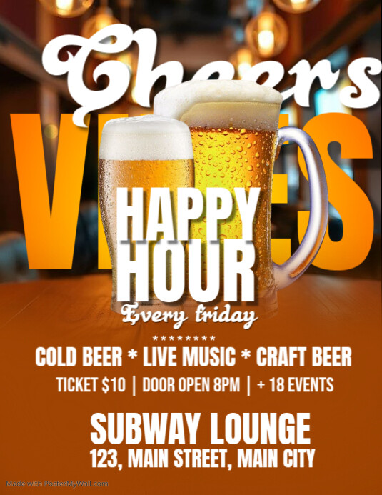 bar happy hour flyer Template | PosterMyWall