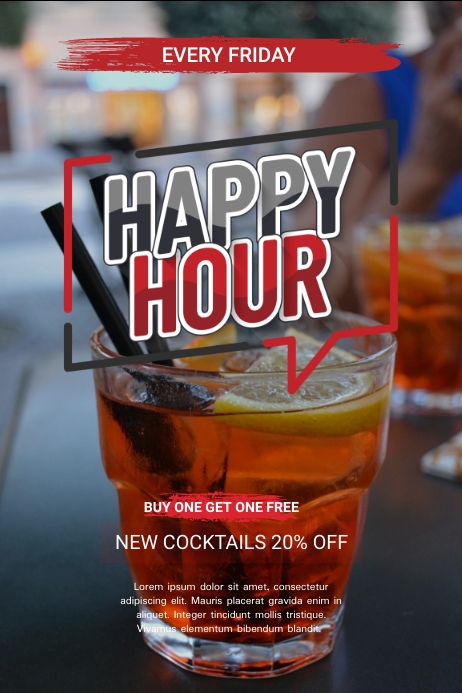 Bar happy hour Promotional Ad (2) Template | PosterMyWall