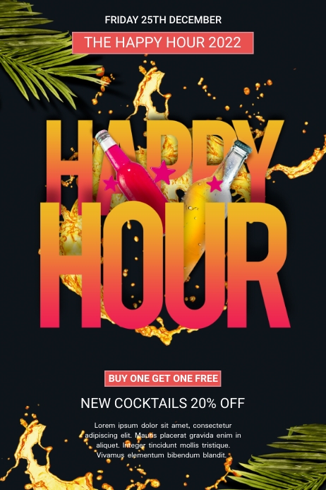 Copy of Bar happy hour Promotional Ad | PosterMyWall