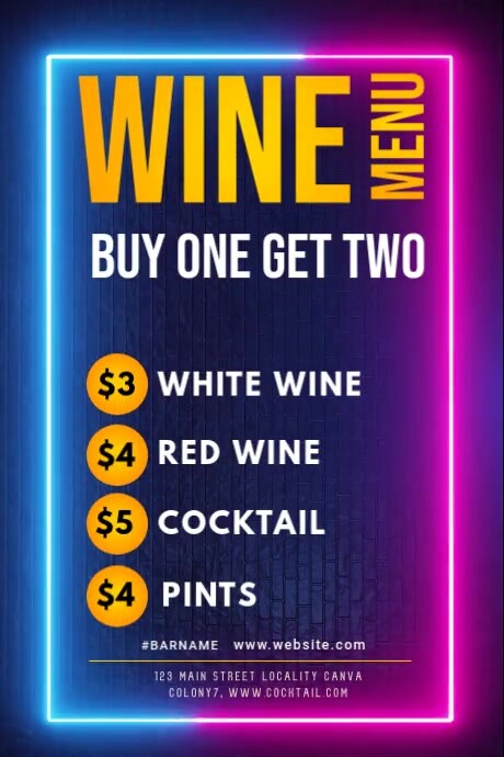 bar menu Template | PosterMyWall