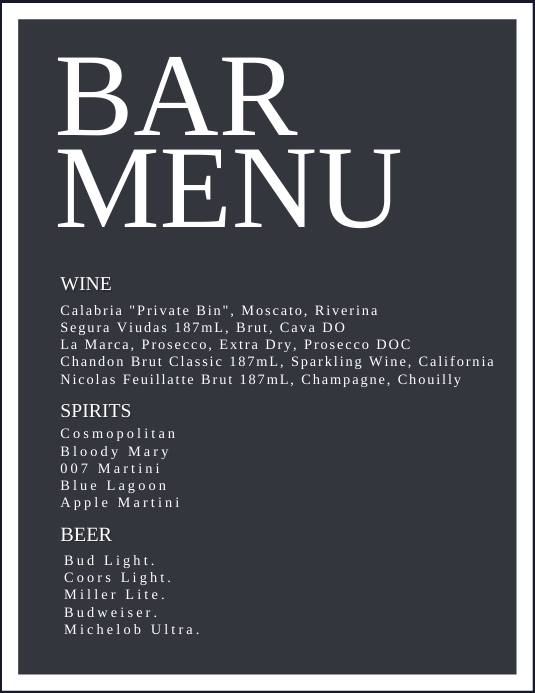 Copy of Bar Menu | PosterMyWall