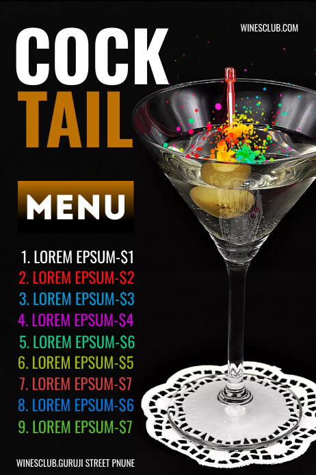 bar menu Template | PosterMyWall