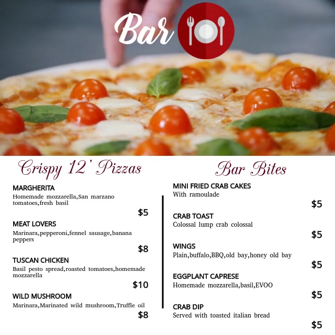 Copy of bar menu | PosterMyWall