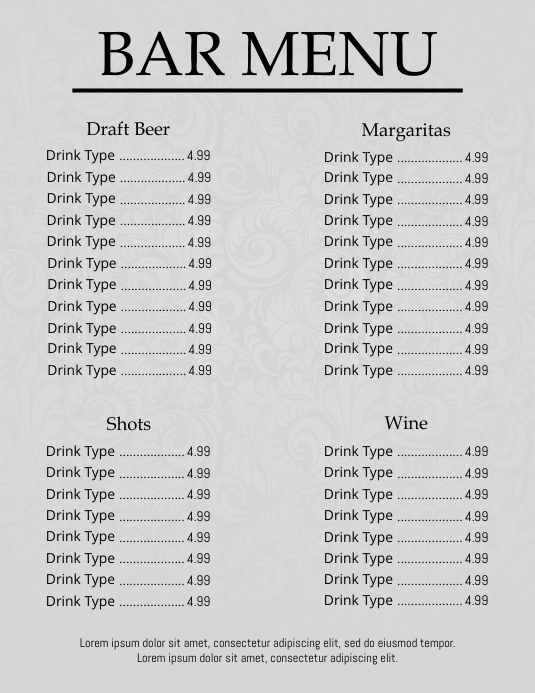 Copy of Bar Menu | PosterMyWall