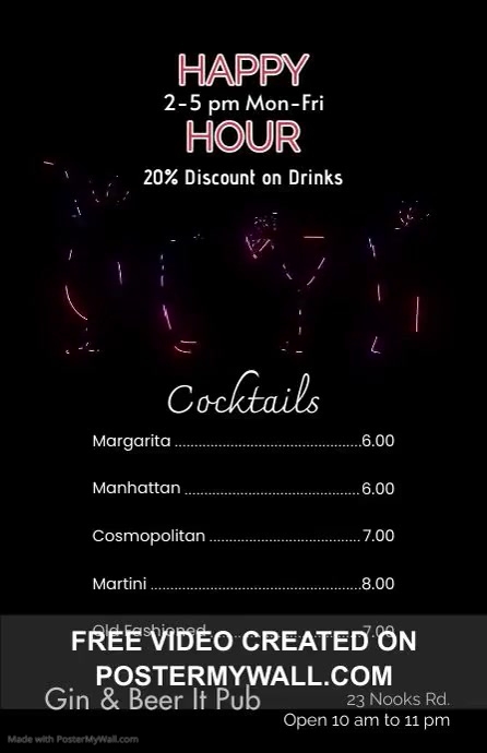 Bar Menu digital display template เทมเพลต | PosterMyWall