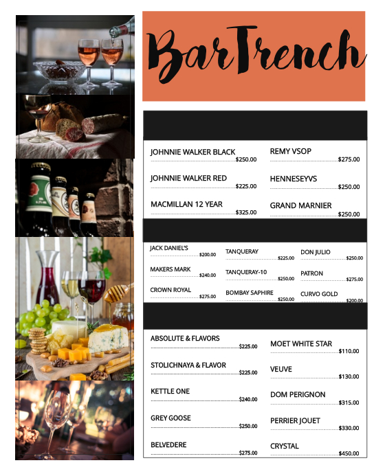 Bar menu Template | PosterMyWall
