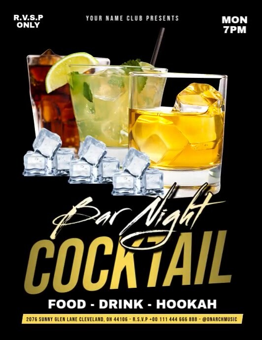 Plantilla de Bar Night Cocktail | PosterMyWall