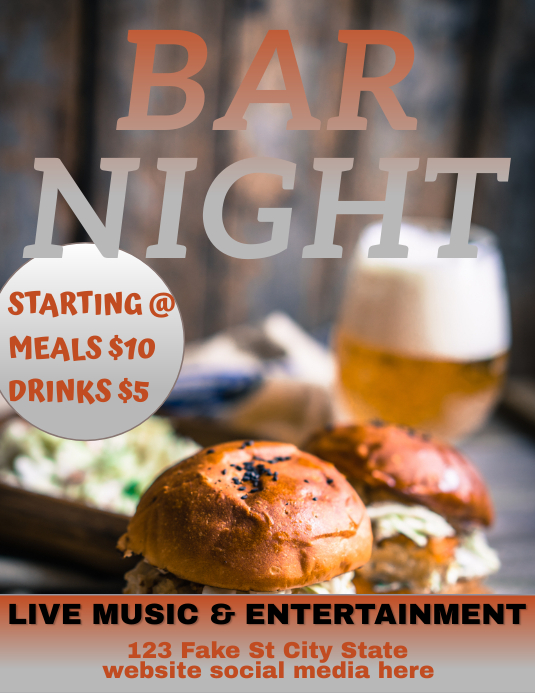 BAR NIGHT Template | PosterMyWall