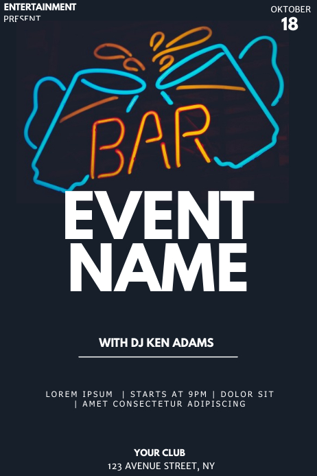 Bar night party flyer template | PosterMyWall