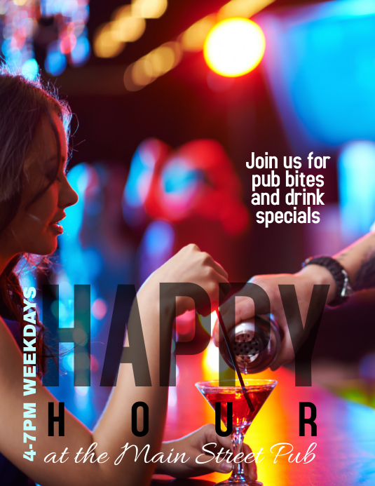 Bar Pub or Restaurant Happy Hour Flyer Ad Template | PosterMyWall