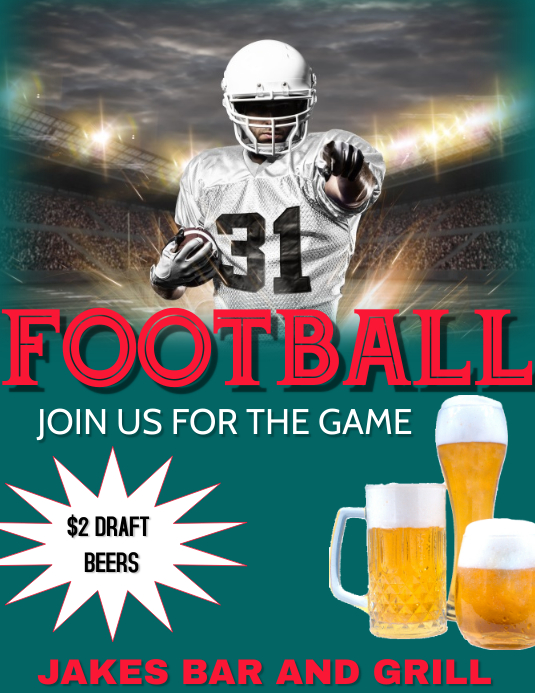 BAR SPORTS BAR FOOTBALL SUPER BOWL Template | PosterMyWall