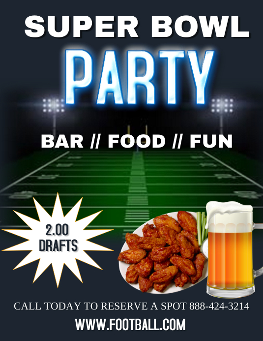BAR SPORTS BAR FOOTBALL SUPER BOWL FOOTBALL Template | PosterMyWall