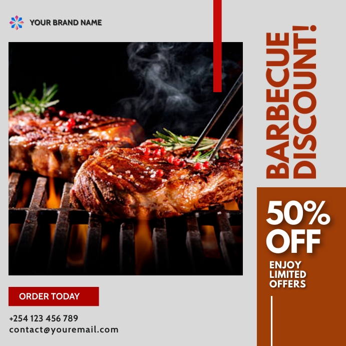 barbecue bbq menu restaurant sale flyer Template | PosterMyWall