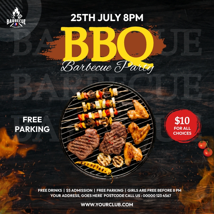 Barbecue Party, Food Menu Instagram Post Template | PosterMyWall