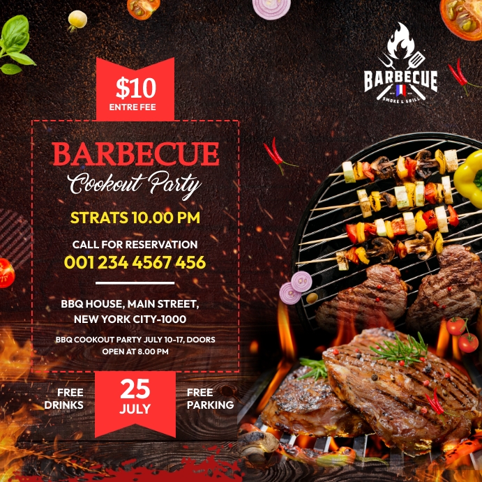 Barbecue Party, Food Menu Instagram Post Template | PosterMyWall