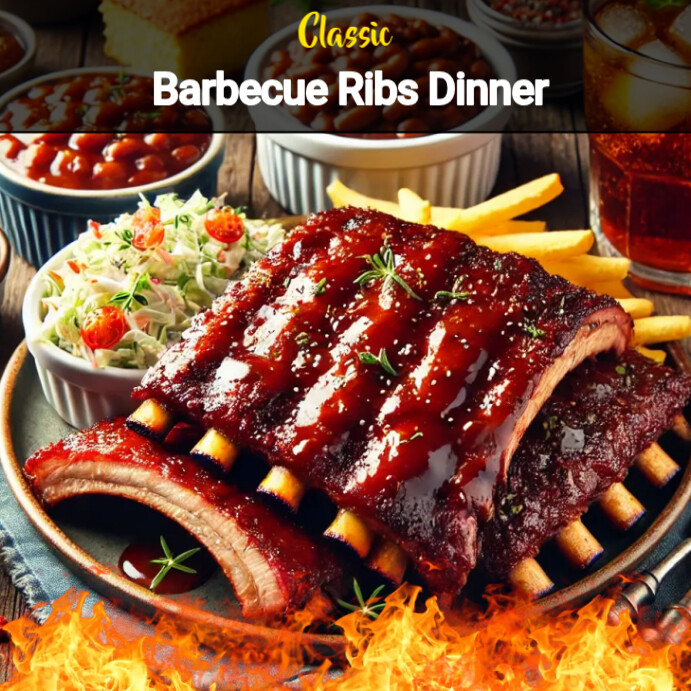 Barbecue Ribs Dinner Template | PosterMyWall