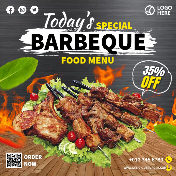 Barbeque Menu Template | PosterMyWall