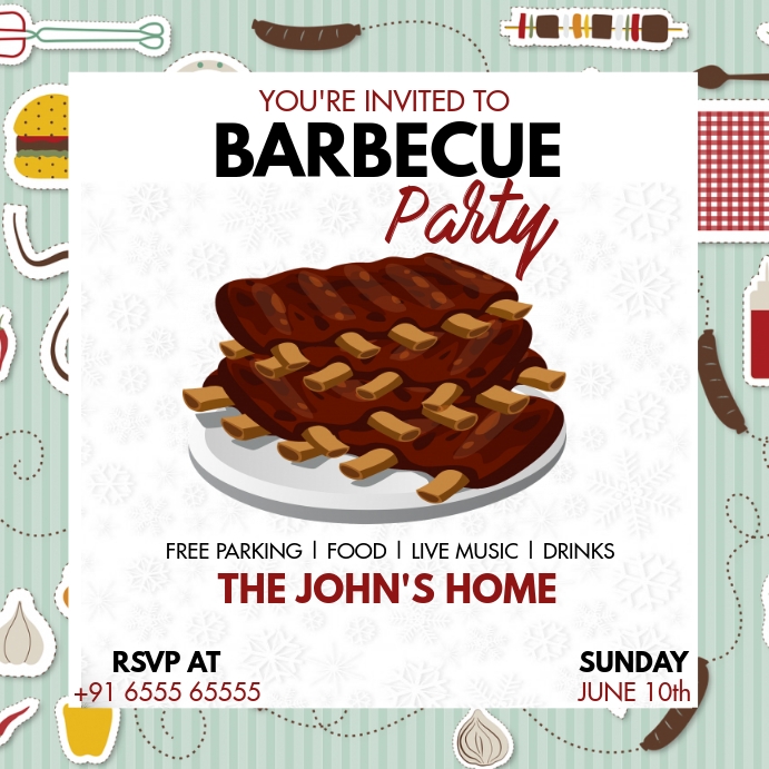 BARBEQUE PARTY Template | PosterMyWall
