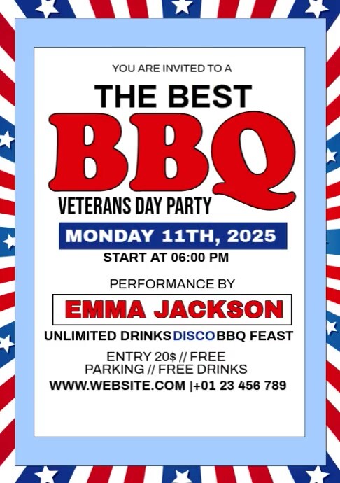 Plantilla de Barbeque Veterans Day Party | PosterMyWall