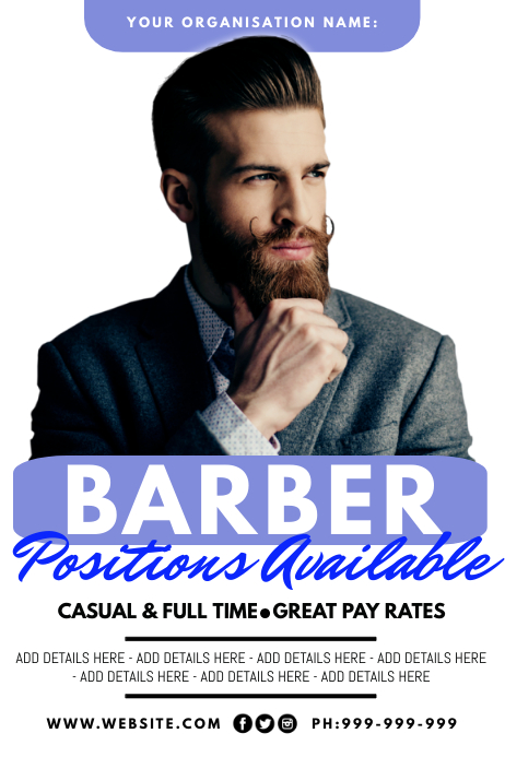 Barber Positions Available Poster Template | PosterMyWall