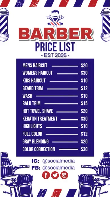 Plantilla de Barber Price List | PosterMyWall