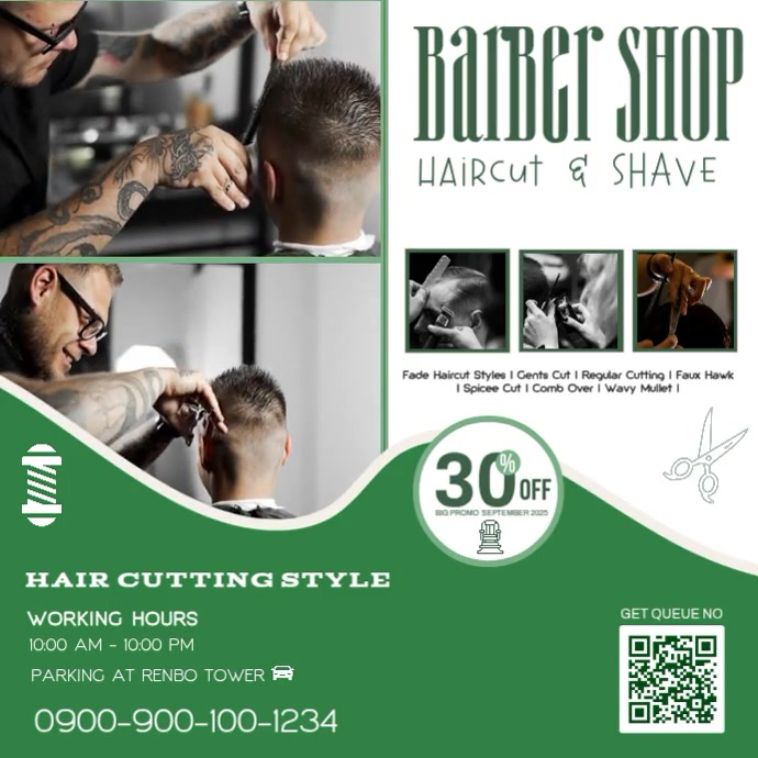 Plantilla de Barber shop advertising haircut and shave service video ...