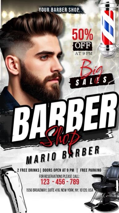 Barber Shop Digital Display (9:16) Template | PosterMyWall