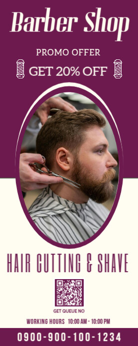 Barber shop hair cut and shave service banner Template | PosterMyWall