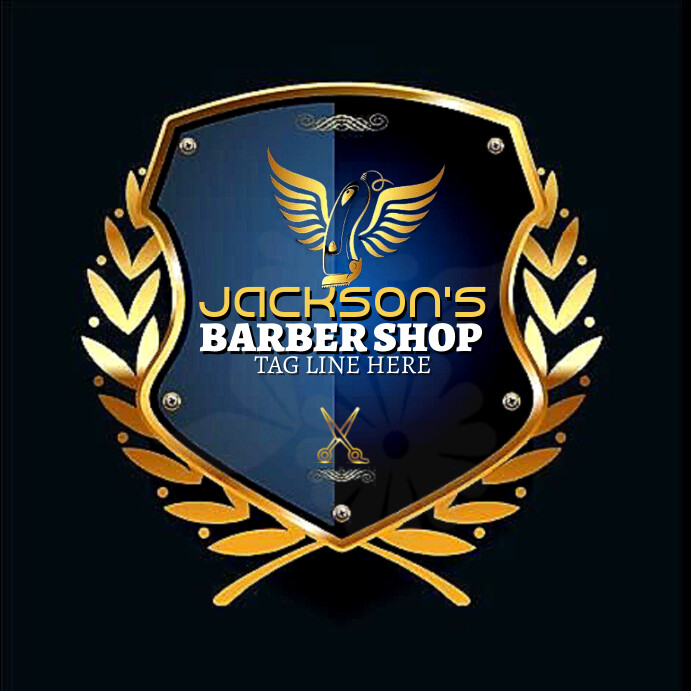 Barber Shop Logo Black and Gold Instagram Pos Templat | PosterMyWall