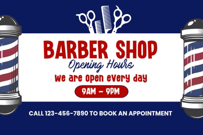 Plantilla de Barber Shop Opening Hours | PosterMyWall