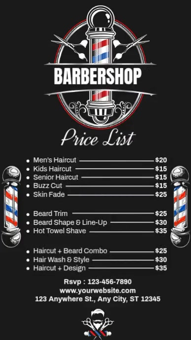 Barber Shop Price List Ads Template | PosterMyWall