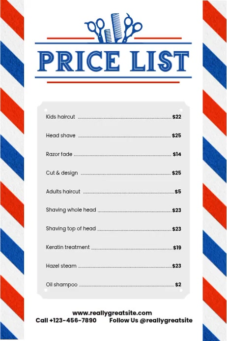 Barber Shop Price List Template | PosterMyWall