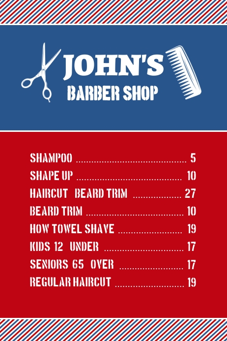 Barber Shop Price List Poster Template | PosterMyWall