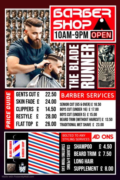 Barber Shop Services Proffessional Poster Template | PosterMyWall