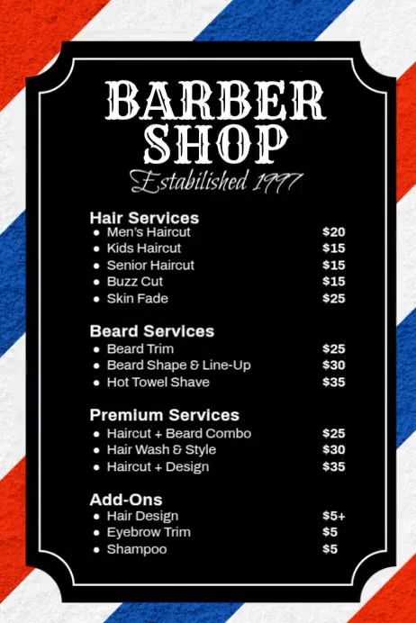 Barbershop Price List Template | PosterMyWall