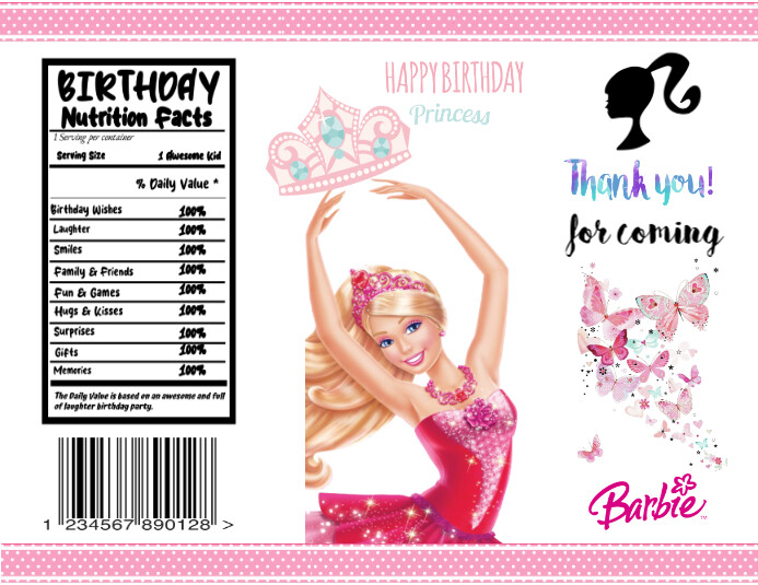 BARBIE BIRTHDAY CHIP BAG Template | PosterMyWall