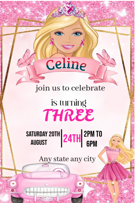 Barbie birthday girl party flyer Templat | PosterMyWall