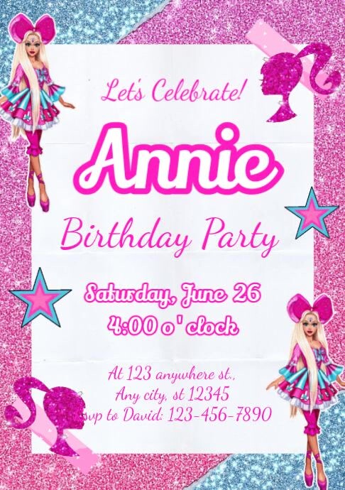 Barbie Birthday Party Invitation Template | PosterMyWall