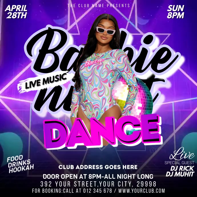 barbie night live music Template | PosterMyWall
